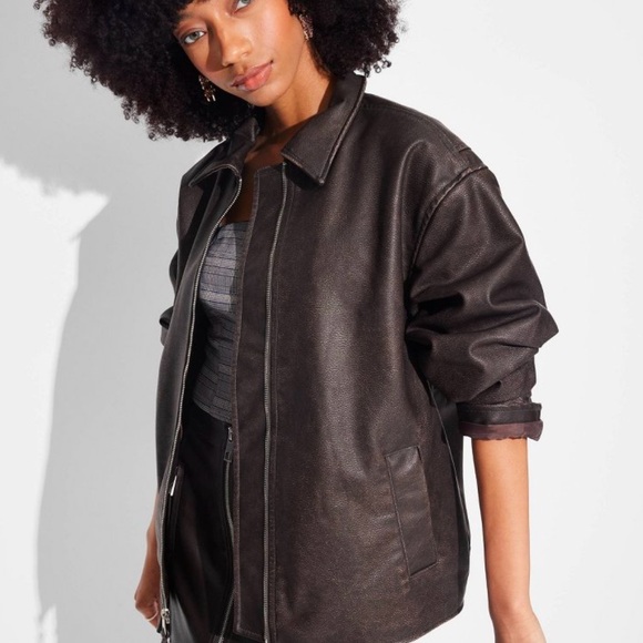 wild fable | Jackets & Coats | Womens Faux Leather Oversized Bomber ...